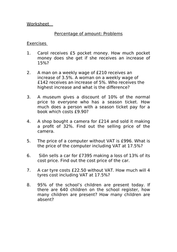 GCSE Edexcel Maths Number Percentages | Teaching Resources