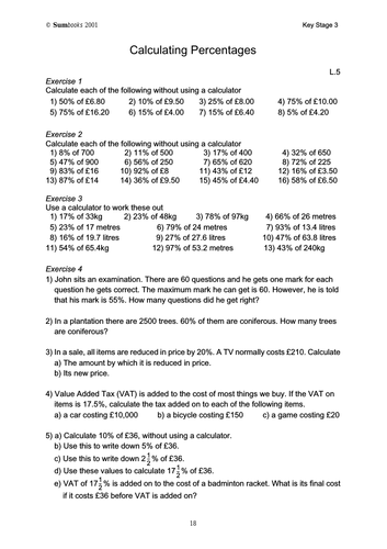 GCSE Edexcel Maths Number Percentages | Teaching Resources