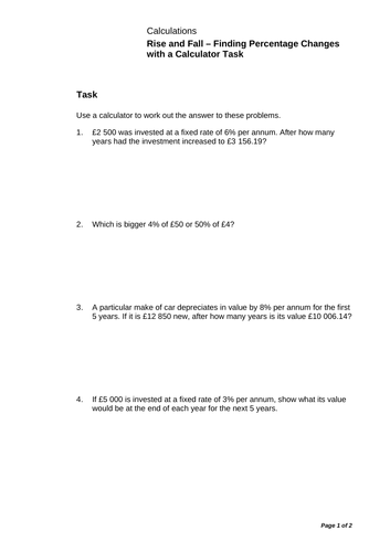 GCSE Edexcel Maths Number Percentages | Teaching Resources