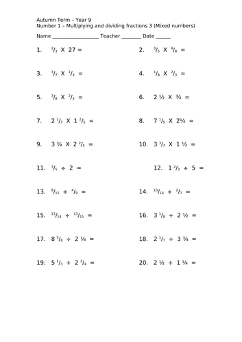 GCSE Edexcel Maths Number Fractions Multiply and Divide | Teaching ...