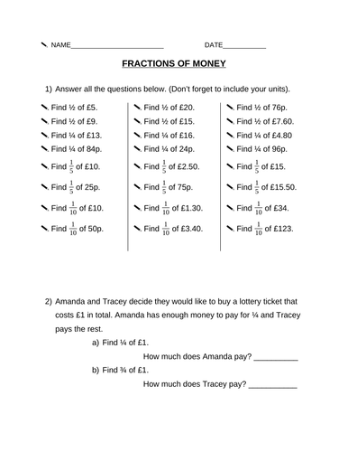 GCSE Edexcel Maths Number Fractions of Amounts | Teaching Resources