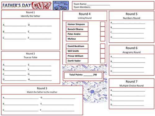 Father's Day Quiz | Teaching Resources
