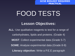 2018 AQA GCSE Biology Unit 1 (B1): Food tests Required Practical ...