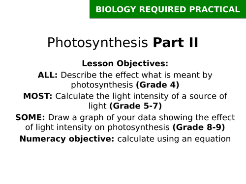 2018 AQA GCSE Biology Unit 1 (B1): Photosynthesis Required Practical ...