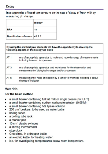 2018 AQA GCSE Biology Unit 2 (B2): Decay Required Practical | Teaching ...