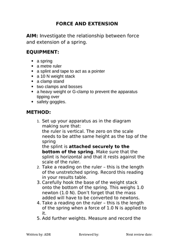 2018 AQA GCSE Physics Unit 1 (P1): Force and Extension Required ... 2018 AQA GCSE Physics Unit 1 (P1): Force and Extension Required ...
