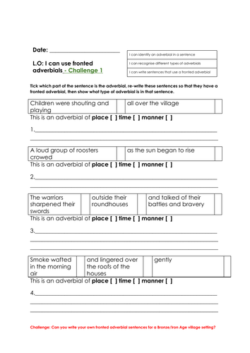 Fronted Adverbials Lesson - KS2 | Teaching Resources