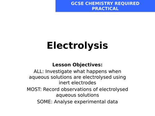 2018 AQA GCSE Chemistry Unit 1 (C1): Electrolysis Required Practical ...