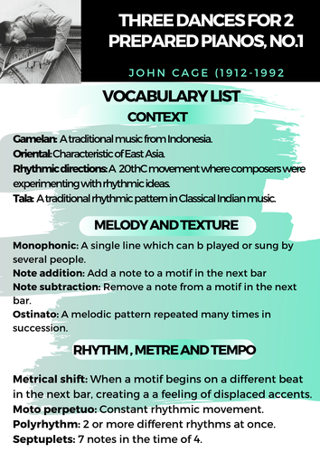 John Cage Resources Edexcel Music AS and A Level | Teaching Resources