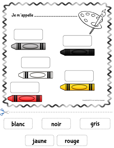 French colors cut and paste activity - Les couleurs | Teaching Resources