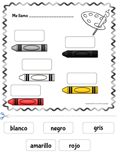 Spanish colors cut and paste activity - Los colores | Teaching Resources