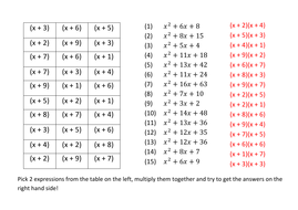 Expanding Double Brackets (Basic) - Matching Task | Teaching Resources