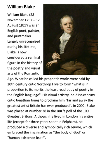 William Blake Handout | Teaching Resources