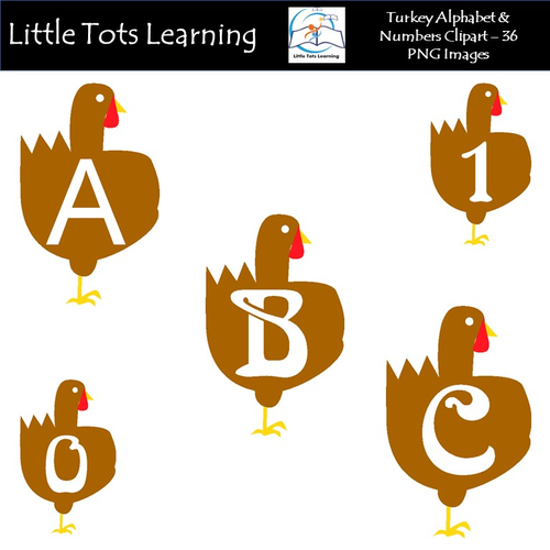 Thanksgiving Turkey Alphabet & Numbers Clip Art - Alphabet Letters ...