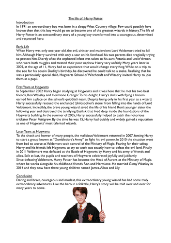 Harry Potter Biography Writing Lesson - KS2 | Teaching Resources