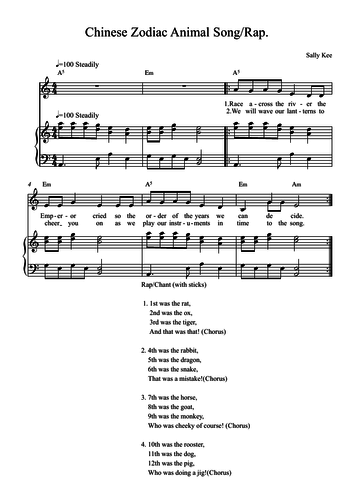 Chinese Zodiac Animal Song and Rap | Teaching Resources