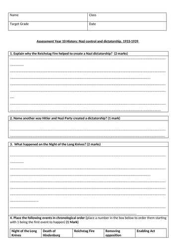 GCSE Weimar and Nazi Germany Facts Tests (x2) | Teaching Resources