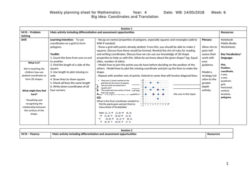 Translations and Coordinates - Year 4 Maths Planning and Resources ... Translations and Coordinates - Year 4 Maths Planning and Resources ...