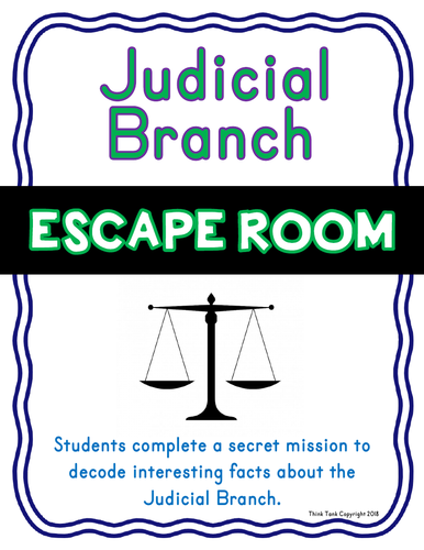 Judicial Branch ESCAPE ROOM: Supreme Court, U.S. Constitution ...