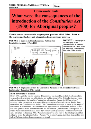 Making a Nation. Australia 1900-1914 | Teaching Resources