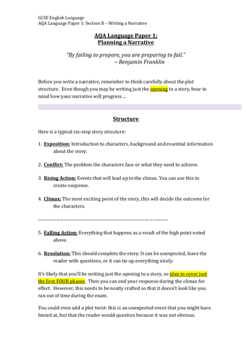 Planning and Writing a Narrative (AQA Language Paper 1: Writing ...