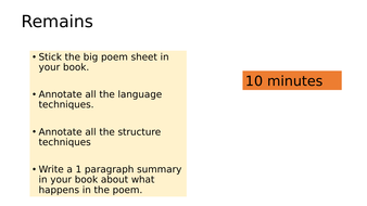 Remains poetry analysis | Teaching Resources
