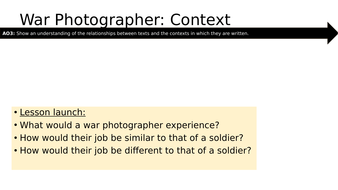 War Photographer poetry analysis | Teaching Resources
