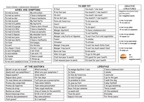 KS3 French Year 8 knowledge organisers and core vocabulary | Teaching ...