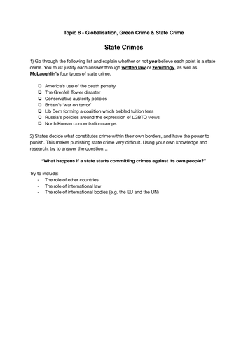 Globalisation, Green crime & State crime - Topic 8 of Crime & Deviance ...