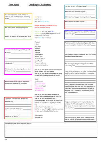 Checking Out Me history poetry analysis | Teaching Resources