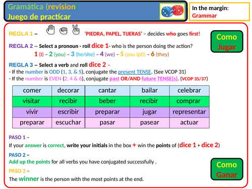 Spanish Grammar / Vocabulary Games KS3/KS4/GCSE - Foundation and Higher ...