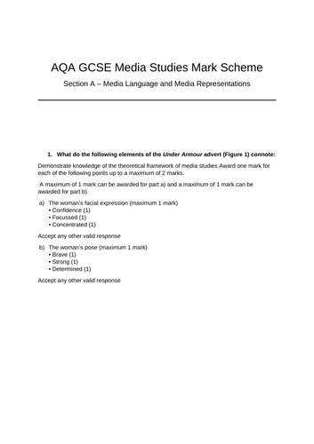 AQA GCSE Media Mock Exam and Mark Scheme 2018 | Teaching Resources