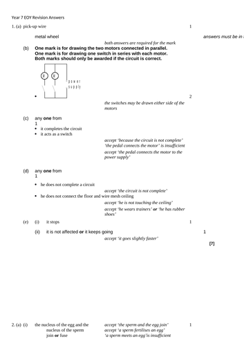 KS3 Science End Of Year Revision Year 7 and 8 | Teaching Resources
