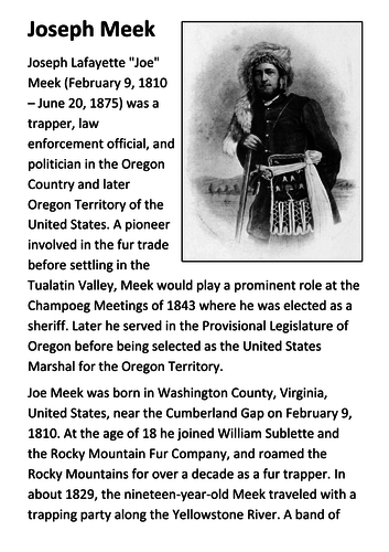 Joseph Meek Handout | Teaching Resources