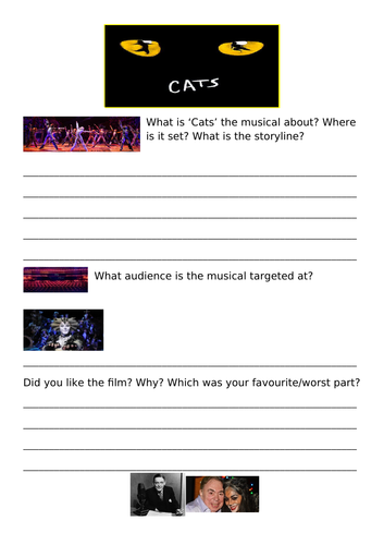 Cats the Musical review template and prompt | Teaching Resources