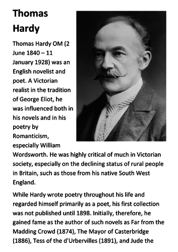 Thomas Hardy Handout | Teaching Resources