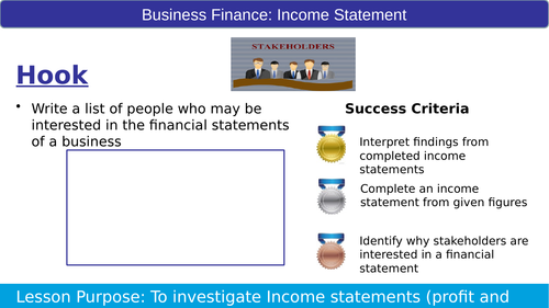 Business Finance: Income Statement | Teaching Resources