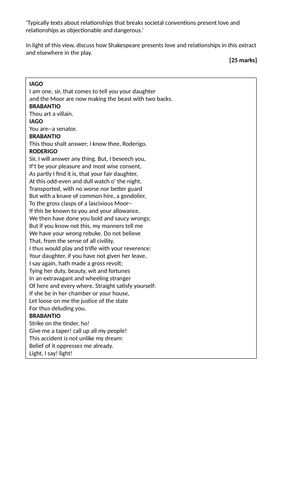 AQA English Literature A-Level Spec A - Paper 1 Othello Mock Exams ...