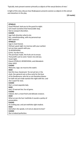 AQA English Literature A-Level Spec A - Paper 1 Othello Mock Exams ...