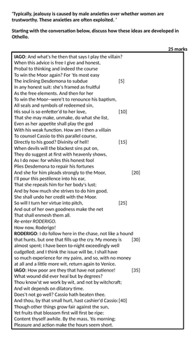 AQA English Literature A-Level Spec A - Paper 1 Othello Mock Exams ...