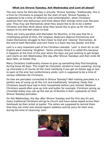 Shrove Tuesday + Lent | Teaching Resources