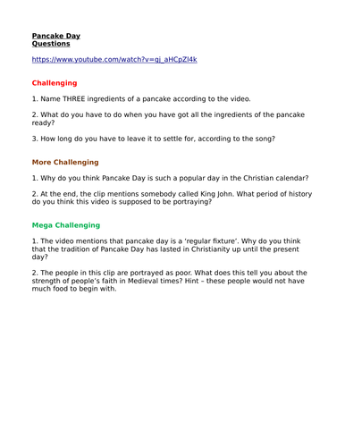 Shrove Tuesday + Lent | Teaching Resources