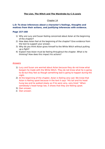 The Lion, The Witch and The Wardrobe - Guided reading planning ...