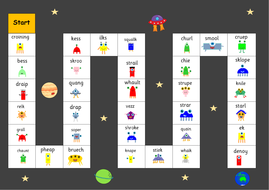 Phonics game boards EYFS KS1 Phase 2-5 RWI set 2-3 nonsense/ pseudonym ...