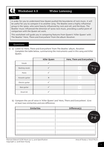 Worksheet Pack for Pearson Edexcel GCSE Music (2016 Specification ...