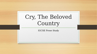 Cry, The Beloved Country | Teaching Resources