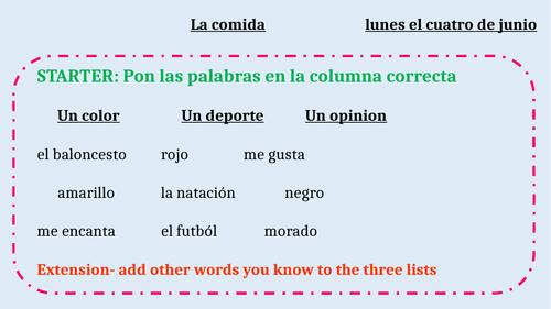 La comida y la bebida | Teaching Resources