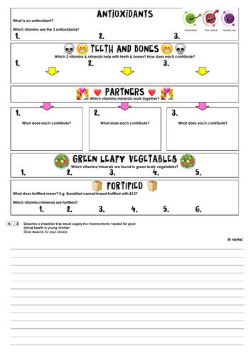 Vitamin & Mineral Revision Activity (or cover lesson) | Teaching Resources