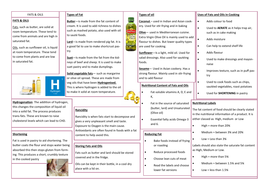 FATS AND OILS REVISION AID/KNOWLEDGE ORGANISER | Teaching Resources