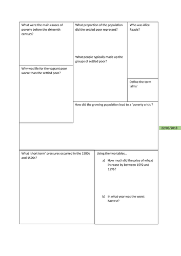 Daily Lives unit from The Elizabethans 1580-1603 OCR SHP GCSE | Teaching Resources